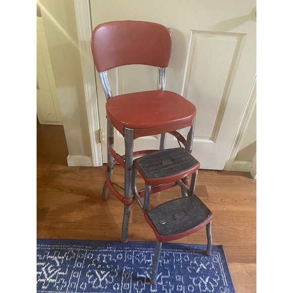 Other | Vintage Mcm Cosco Kitchen Step Stool Pull Out Steps Chair Red ...